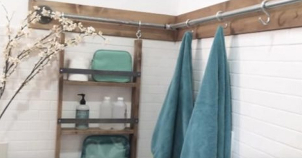 How To Make A DIY Hanging Pipe Bar For More Bathroom Storage Space