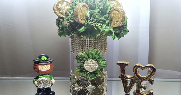 How To Make Your Own St. Patrick's Day Floral Coin Arrangement