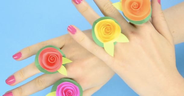 Kids Paper Flower Rings For Spring