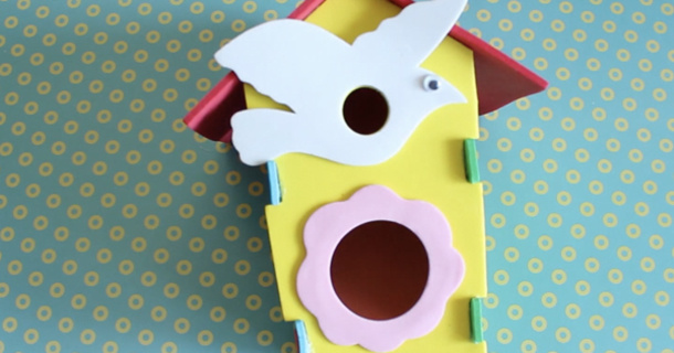 DIY Foam Paper Bird House - Spring Crafts Ideas