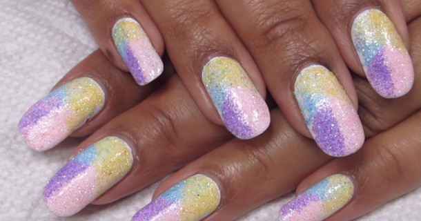 DIY Pastel Glitter Nails For Spring / Easter