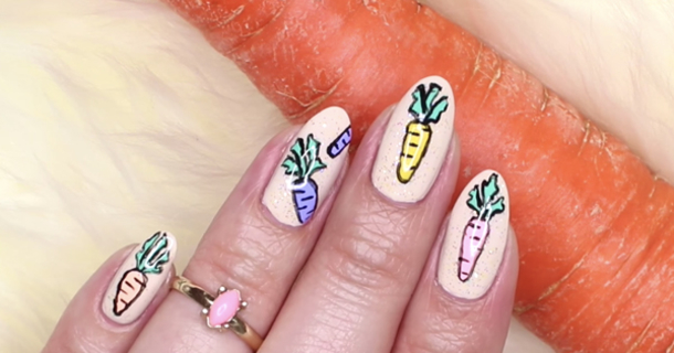 DIY Bunny Carrot Inspired Nail Art