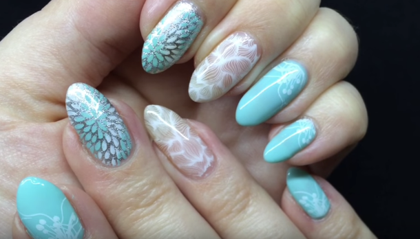 DIY Negative Space Spring Stamping Nail Design