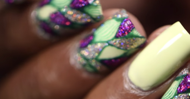 Abstract Glitter Spring Nail Art Tutorial