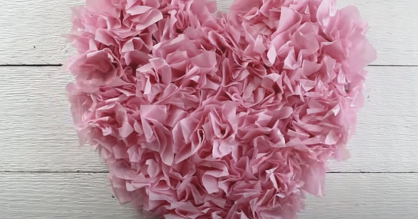 Tissue Paper Puffy Heart Window Decoration - Easy Craft DIY