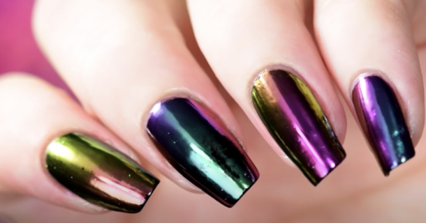 DIY No Gel Rainbow Chrome Nails
