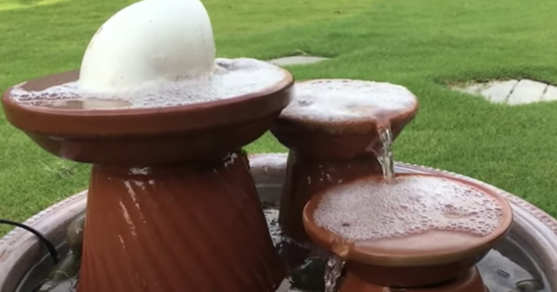 DIY Homemade Fountain Using Clay Saucers