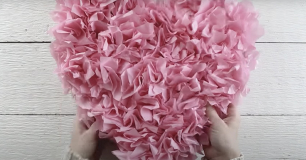 DIY Tissue Paper Puffy Heart Window Decor