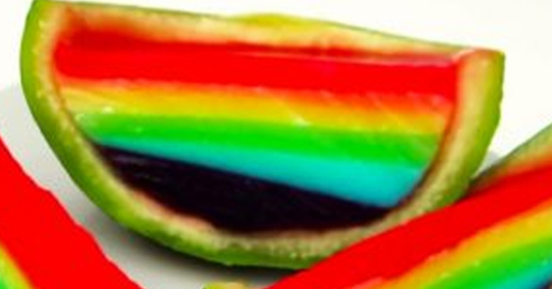 Creative Rainbow Jello Watermelon Candy Recipe