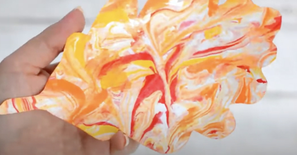 Kids Easy Marbled Fall Leaves Craft Idea