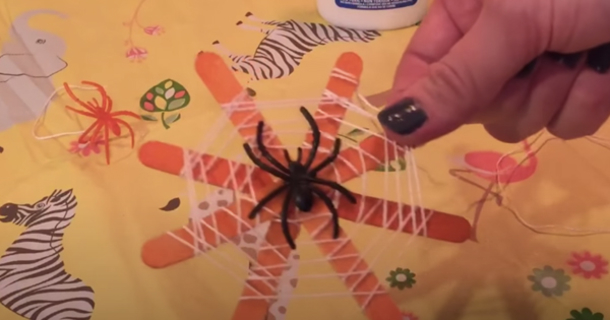 Kid Friendly Popsicle Stick Spiderweb DIY