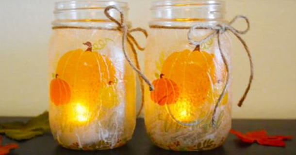 How To Make Mason Jar Fall Candle Holders