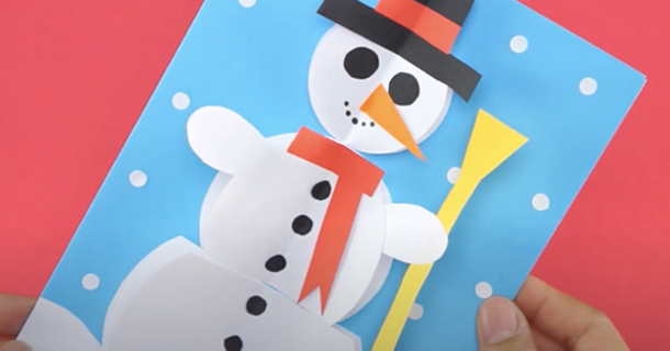 How To Make A Simple 3D Snowman Christmas Card
