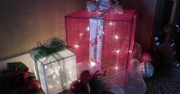 Lighted Christmas Present Decor (Easy Tutorial)