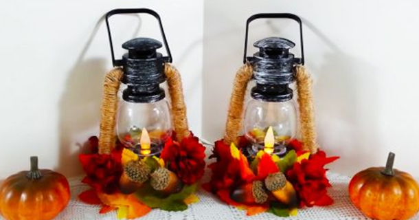 Cute Dollar Tree DIY Fall Lantern Tutorial