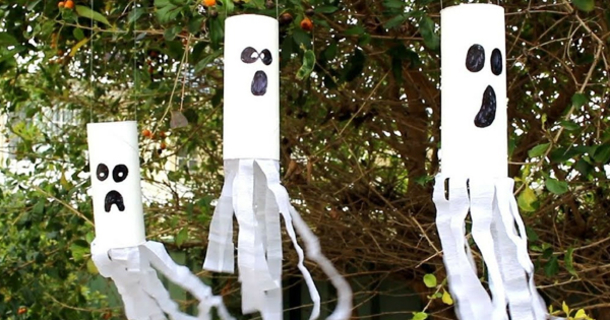 Halloween Toilet Paper Roll Ghost Decorations