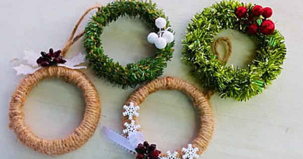 Christmas Mason Canning Jar Ring Wreath Ornament Tutorial