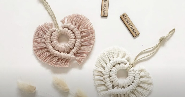 DIY Heart Shaped Macrame Ornaments
