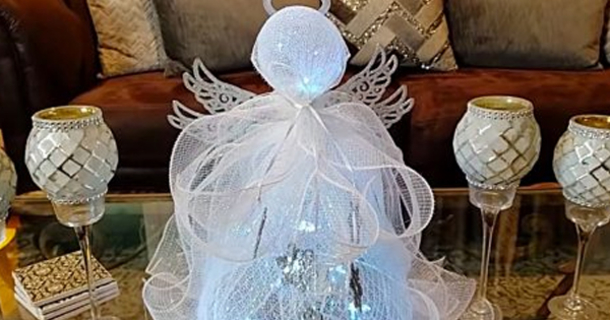 How To Make A Ribbon Mesh Angel Using A Trash Basket