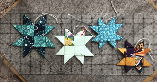 DIY Scandinavian Folded Fabric Star Ornament Idea