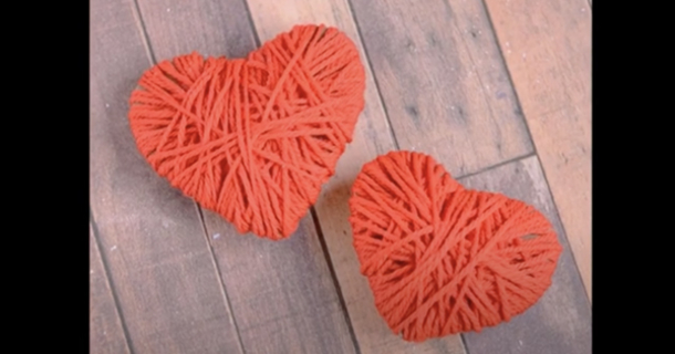 DIY Yarn Wrapped Hearts Craft Kids & Adults