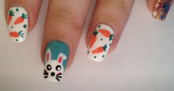 Easter Bunnies / Carrots Nail Art Tutorial