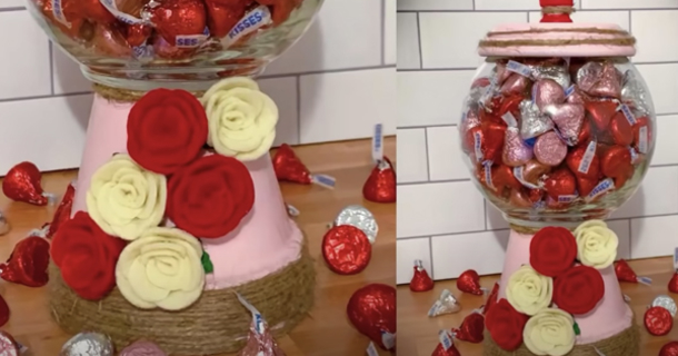 DIY Valentine Flower Pot Candy Jar Tutorial