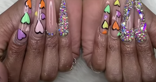 Extra Long Acrylic Heart Nail Tutorial