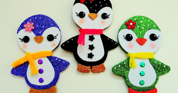 Glitter Foam DIY Winter Penguin Tutorial