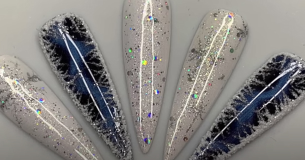 Gel Winter Frost Nails DIY Tutorial