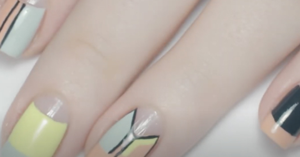 DIY Simple Pastel Colorblock Nail Art