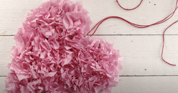 DIY Tissue Paper Puffy Heart Decor