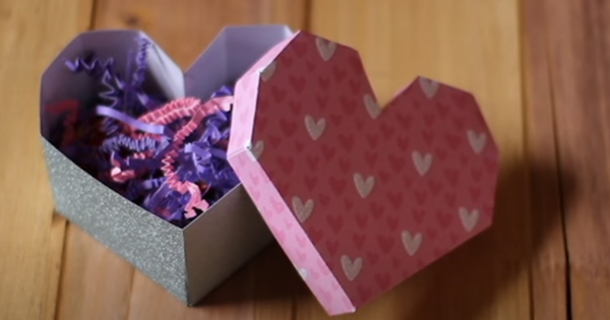 Simple Geometric Heart Paper Gift Box Tutorial