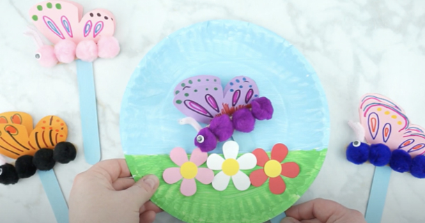 Kids Creative Paper Plate Fluttering Butterfly Craft For Spring