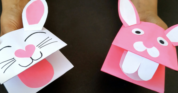 Kids Crafty Paper Bunny Hand Puppet Tutorial