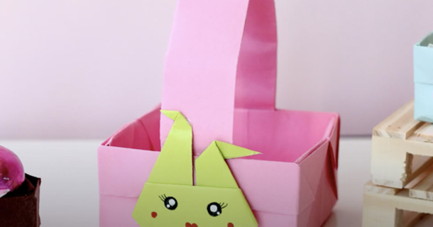Pretty Bunny DIY Easter Paper Basket Idea