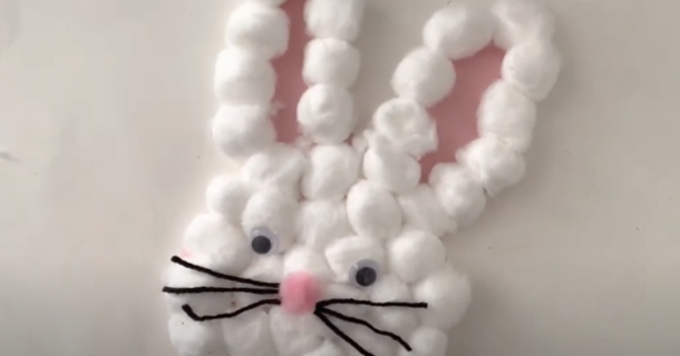 Perfectly Cute Easter Bunny Cotton Ball Craft for Kids