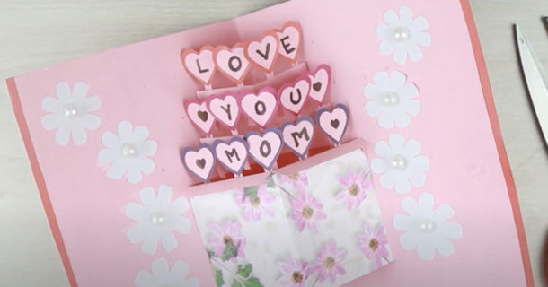 Beautiful "I Love You" DIY 3D POP UP Mother's Day Card