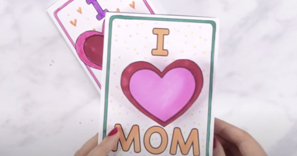 Handmade 'I Love Mom' Mothers Day DIY Card