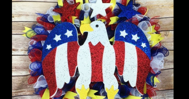 Patriotic DIY Eagle Deco Mesh Wreath