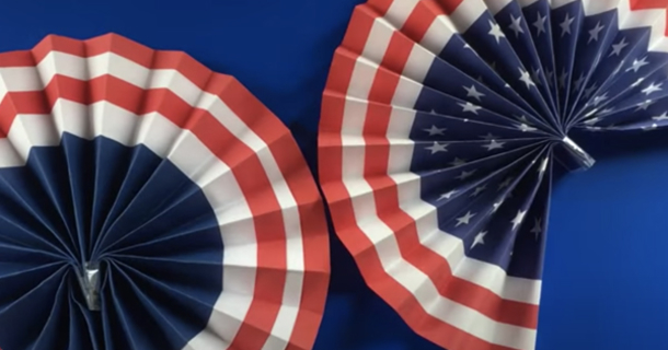 Easy Patriotic Memorial Day / 4th Of July Paper Fan DIY