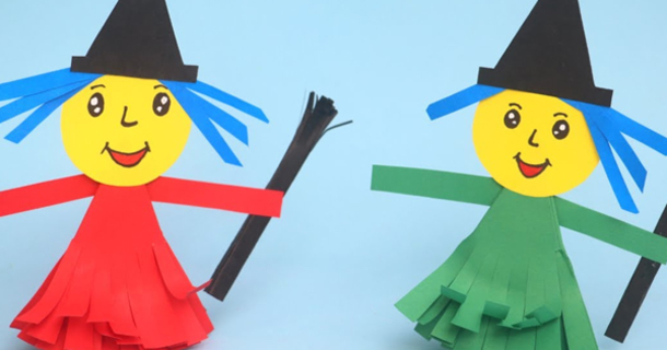 Easy Paper Witch Craft Decoration For Halloween
