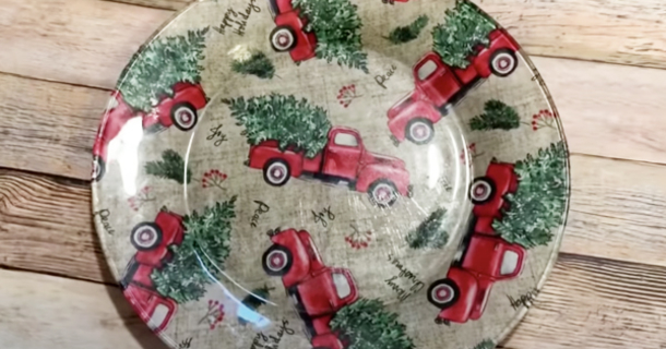 Christmas Decoupage Dollar Tree Plate (DIY)