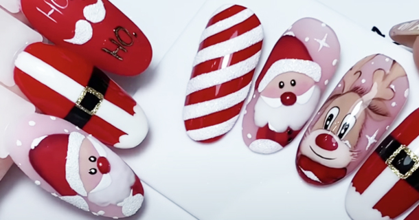 Santa & Rudolph Christmas Nail Art Tutorial