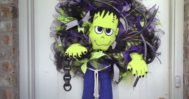 A Fun Frankenstein DIY Halloween Wreath For Family & Friends To Enjoy