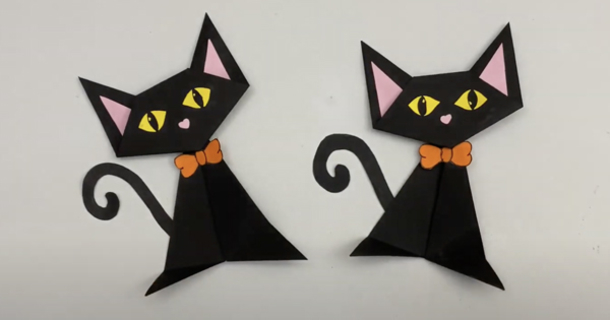 Black Paper Cats DIY For Halloween - Easy Kids Craft