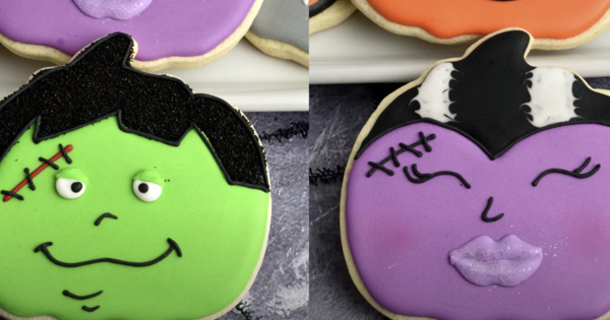 DIY Frankenstein And Bride Of Frankenstein Sugar Cookies