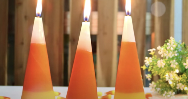 Fall Candy Corn Candles Made From Crayons (DIY)