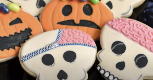 How To Make Skull Brain Cookies And Cute Pumpkin Basket Cookies