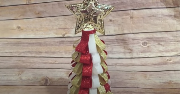 Dollar Tree DIY Ribbon Christmas Tree